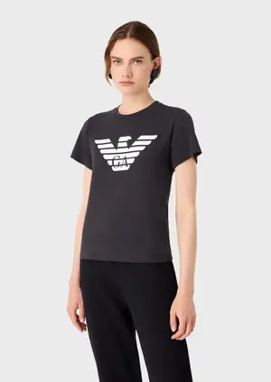 Emporio Armani Logo Print Crewneck T-shirt - Black