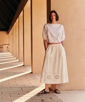 Jenni Kayne Broderie Lauren Skirt - White