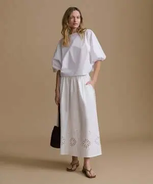 Jenni Kayne Broderie Lauren Skirt - White
