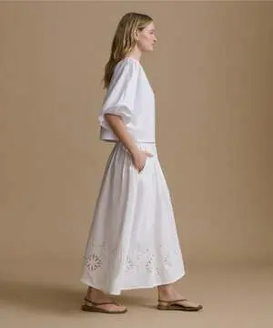 Jenni Kayne Broderie Lauren Skirt - White