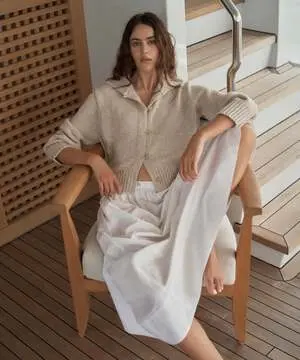 Jenni Kayne Sailor Cardigan In Oat Marl - Tan