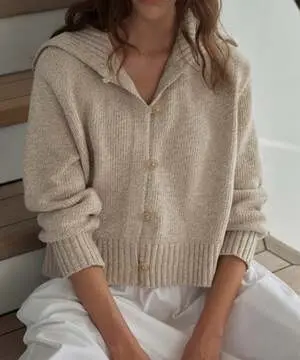 Jenni Kayne Sailor Cardigan In Oat Marl - Tan