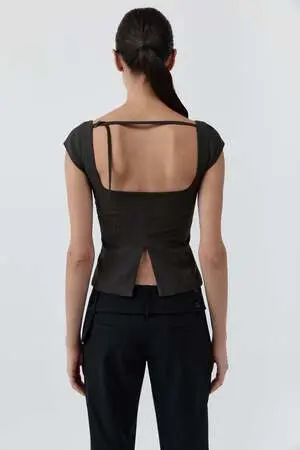 ST. AGNI Wool Cap Sleeve Top