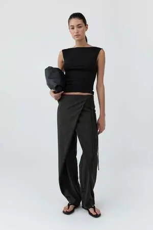 ST. AGNI Wrap Rouleau Pants - Umber