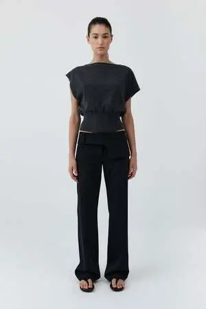 ST. AGNI Belt Detail Pants - Black