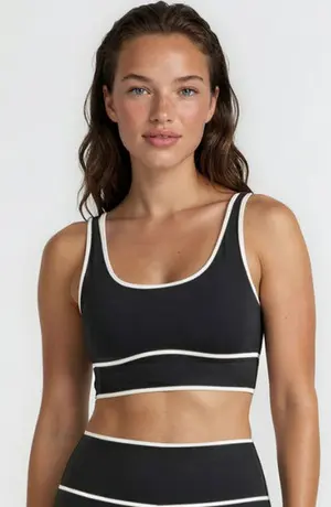 CALYPSA Long Line Swim Bra Two-toned Collection - Black & White