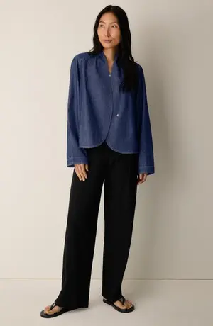 Eileen Fisher Organic Cotton Curved Front Jacket