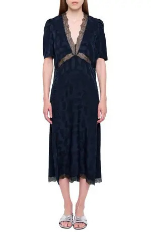 Zadig&Voltaire Redox Paisley Jacquard Silk Midi Dress