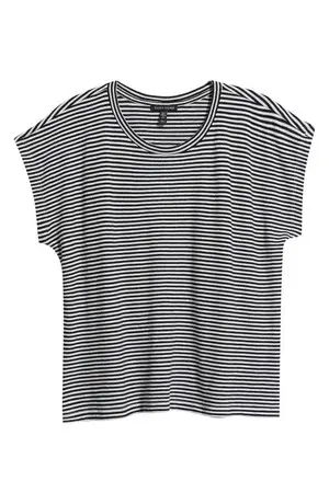 Eileen Fisher Striped Organic Cotton T-shirt - Black White