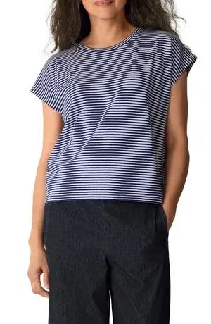 Eileen Fisher Striped Organic Cotton T-shirt - Infinity