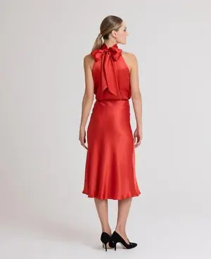 REALLY WILD CLOTHING Beatrice Silk Satin Midi Slip Skirt
