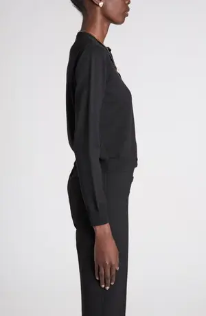 Valentino Garavani Embroidered Bow Appliqué Virgin Wool Cardigan