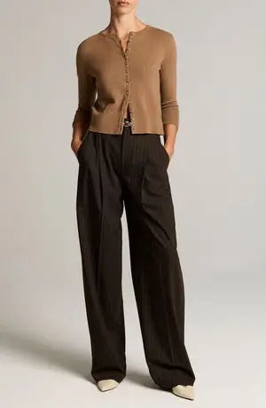Vince Wool & Cashmere Blend Cropped Cardigan - Canyon