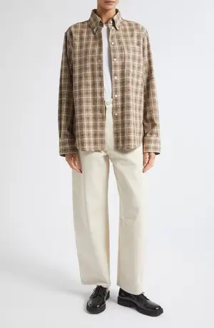 RÓHE Checked Bouclé Cotton Blend Button-down Shirt