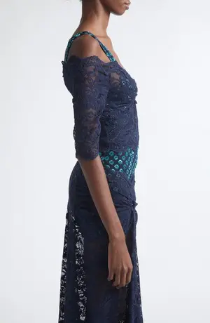 Rabanne Trompe L'oeil Lace Top - Deep Navy