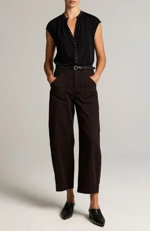 Vince Studded Split Neck Jersey Top