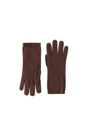 Brunello Cucinelli Cashmere Knit Gloves With Monili Embellishment - Brown