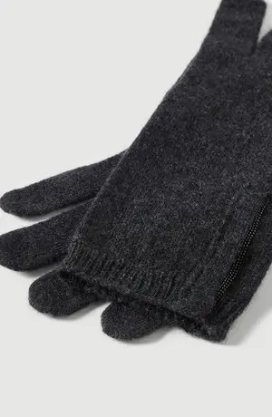Brunello Cucinelli Cashmere Knit Gloves With Monili Embellishment