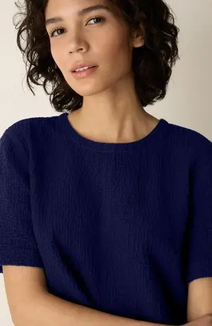Eileen Fisher Organic Cotton Blend Round Neck Top