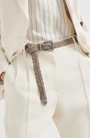 Brunello Cucinelli Braided Leather Belt With Monili