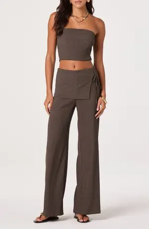 Astr The Label Kyara Tie Waist Straight Leg Pants