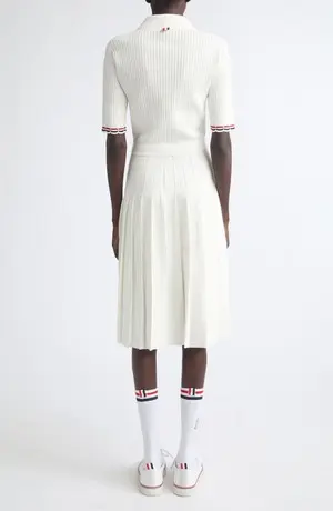 Thom Browne Pointelle Rib Stitch Polo Dress