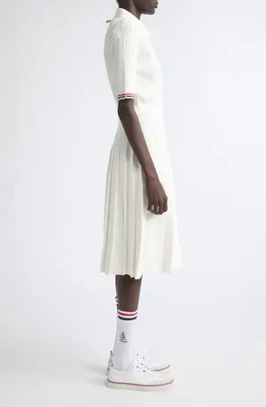 Thom Browne Pointelle Rib Stitch Polo Dress