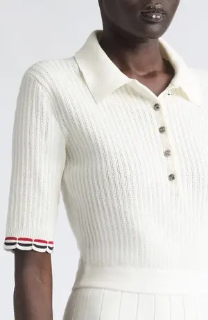 Thom Browne Pointelle Rib Stitch Polo Dress