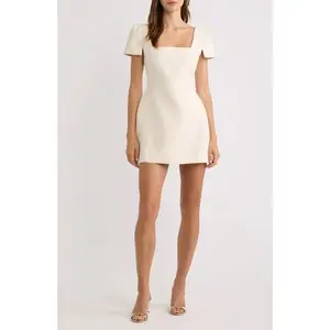 Oddmuse Square Neck Puff Sleeve Fit & Flare Minidress - Cream