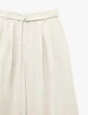 Koton Linen Blend Straight Wide Leg Pants