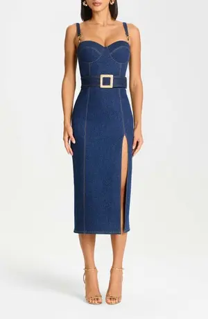 NADINE MERABI Jenna Denim Dress - Blue
