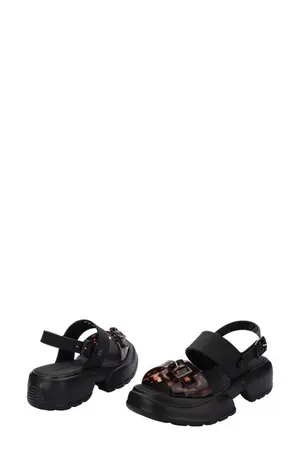 Melissa Push Slingback Platform Sandal - Black/tortoise