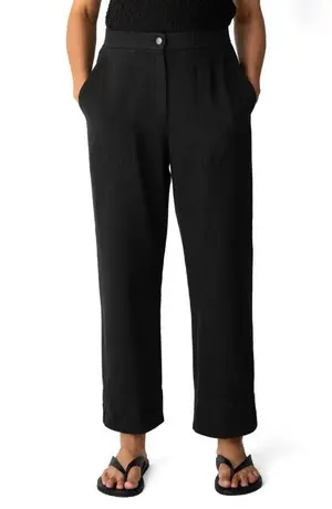 Eileen Fisher Organic Cotton Straight Ankle Pants - Black