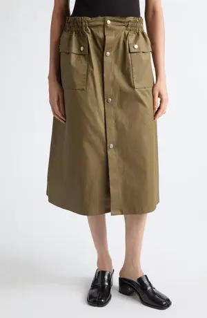 MAISON MARGIELA Stretch Cotton Cargo Midi Skirt - Khaki