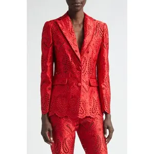 Etro Paisley Eyelet Duchess Satin Blazer