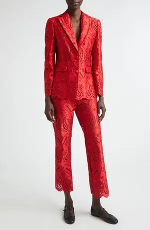 Etro Paisley Eyelet Duchess Satin Blazer