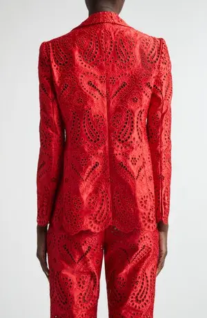 Etro Paisley Eyelet Duchess Satin Blazer