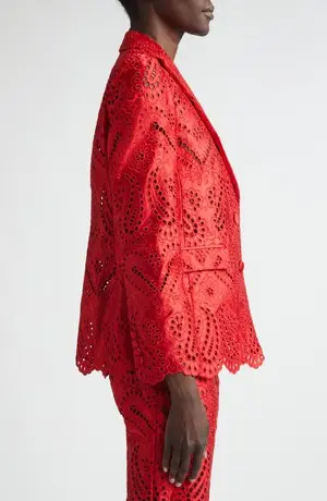 Etro Paisley Eyelet Duchess Satin Blazer