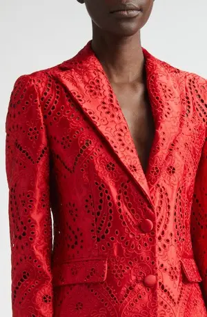 Etro Paisley Eyelet Duchess Satin Blazer