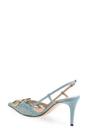 Valentino Garavani Vlogo Signature Lace Slingback Pumps