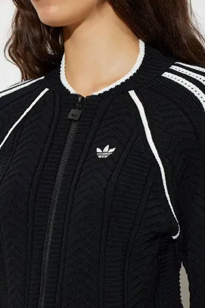 ADIDAS ORIGINALS Cardigan With Detachable Hood And Herringbone Pattern - Black