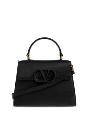 Valentino Garavani Leather Bag With Logo - Black