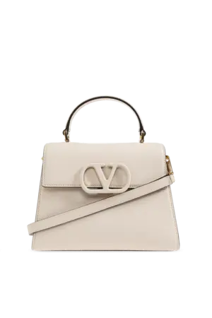 Valentino Garavani Leather Bag With Logo - Cream