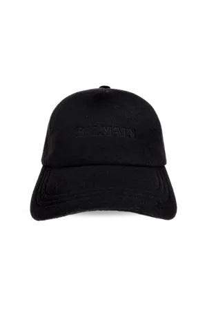 Balmain Wool Baseball Cap - Black