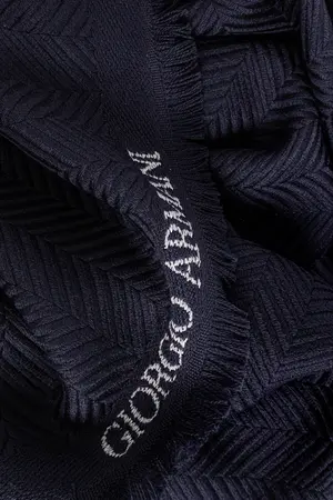 Giorgio Armani Wool Scarf With Herringbone Pattern