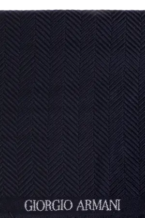 Giorgio Armani Wool Scarf With Herringbone Pattern