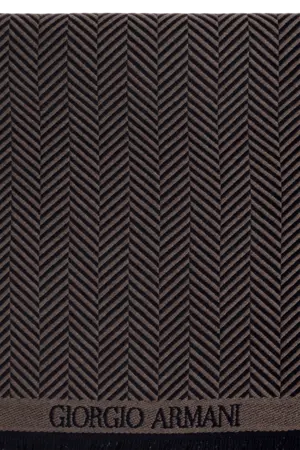 Giorgio Armani Wool Scarf With Herringbone Pattern