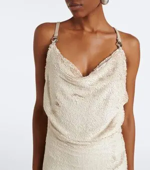 Coperni Draped Open-back Sequined Maxi Dress