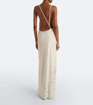 Coperni Draped Open-back Sequined Maxi Dress