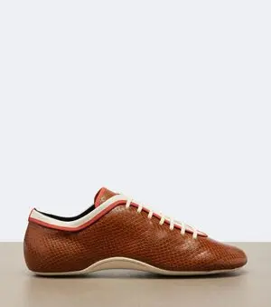 Dries Van Noten Snake-effect Leather Lace-up Sneakers